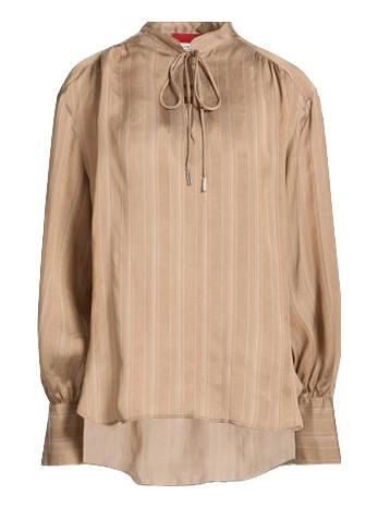 Max & Co. Viscose Silk Striped Blouse - Camel
