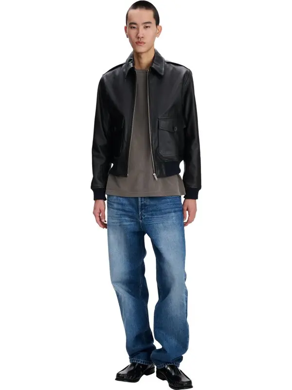 A.p.c. Gael Leather Bomber Jacket - Black