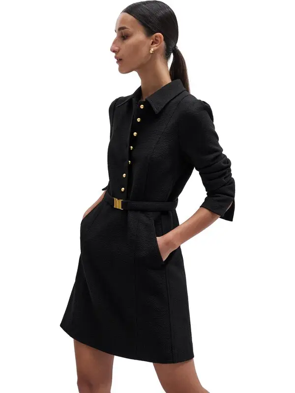 ME+EM Fit And Flare Mini Dress With Belt - Black