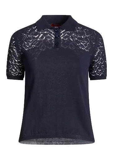 Max & Co. Lace Detail Knit Polo Shirt - Blue