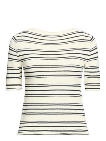Max & Co. Striped Knit Top With Scoop Neckline - White