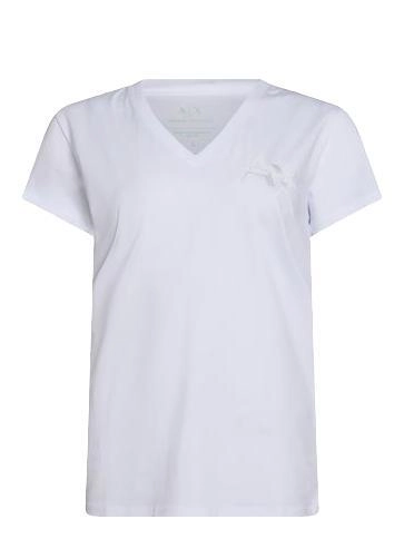 Armani Exchange Cotton & Elastane V-neck T-shirt - White