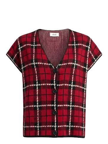 Dixie Jacquard-knit Cardigan With Checked Pattern - Red