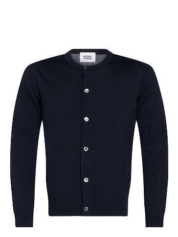 Alpha Studio Merino Wool Cardigan - Navy