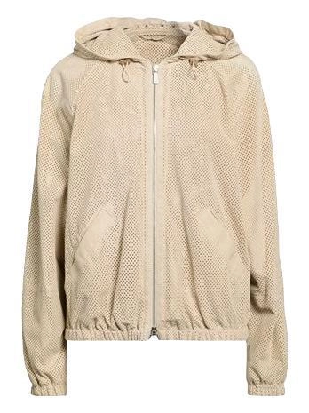 Eleventy Sand Lambskin Perforated Hooded Jacket - Beige