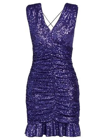 NENETTE Sequined Tulle Mini Dress With Plunge Neckline - Purple