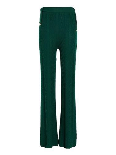 BABYLON Wool Cable-knit Bootcut Pants - Green