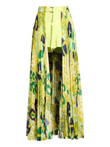 BABYLON Divided Skirt With Floral Print And Belt - Yellow
