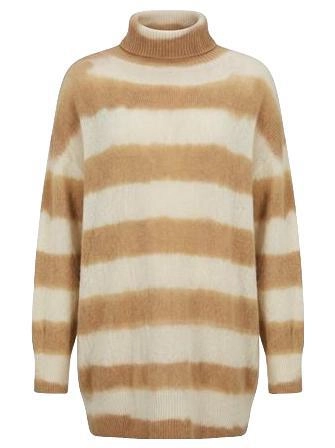 TWINSET Alpaca Wool Blend Turtleneck Mini Dress - Beige