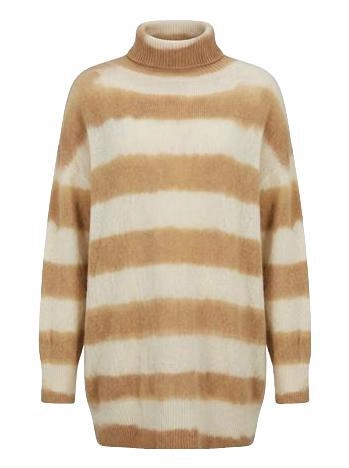 TWINSET Alpaca Wool Blend Turtleneck Mini Dress - Camel