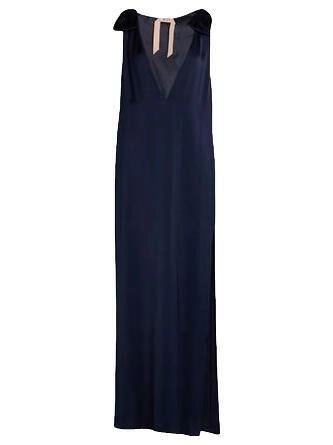 N°21 Maxi Dress In Viscose With Bow Detail - Navy