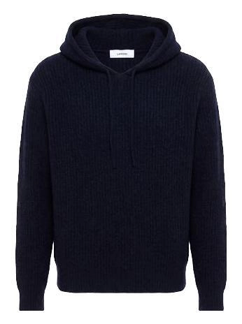 LARDINI Wool Blend Ribbed Knit Pullover - Blue