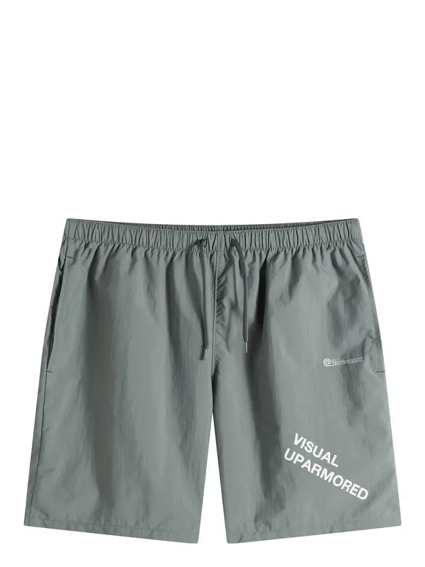 WTAPS Spss2001 Nylon Shorts With Printed Branding - Gray
