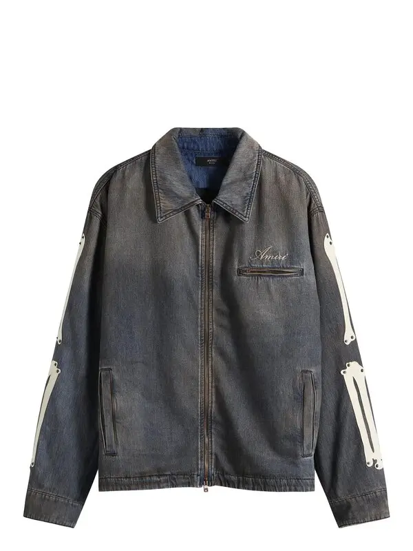 Amiri Lea Bones Denim Blouson Jacket - Dark Dust
