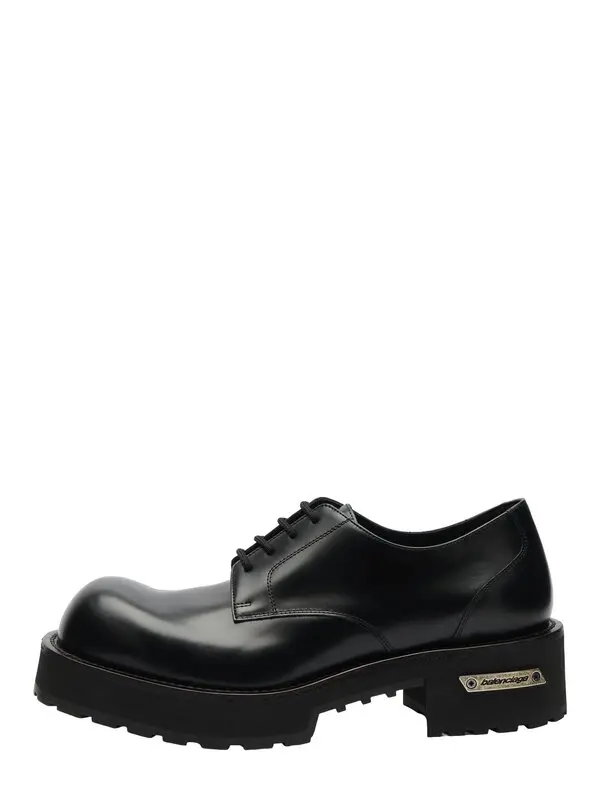 Balenciaga Venom Derby Shoe With Stacked Heel - Black/aged Silver