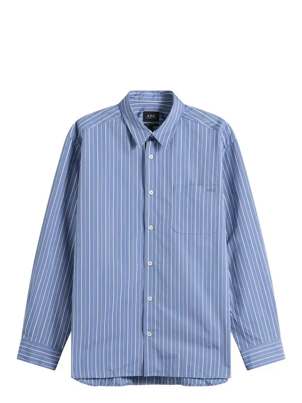 A.p.c. Loose-fit Blue Striped Shirt - Blue Grey