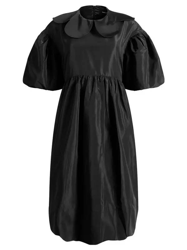 Simone Rocha Mini Puff Sleeve Petal Collar Smock Dress - Black