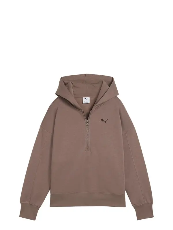 PUMA Essentials Half-zip Fleece Hoodie - Brown