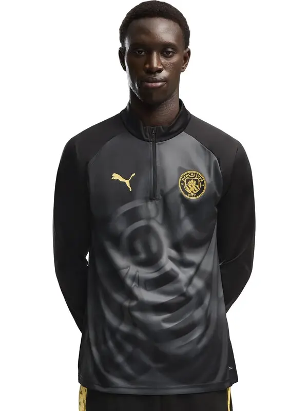 PUMA Manchester City Quarter-zip Warm-up Top - Black