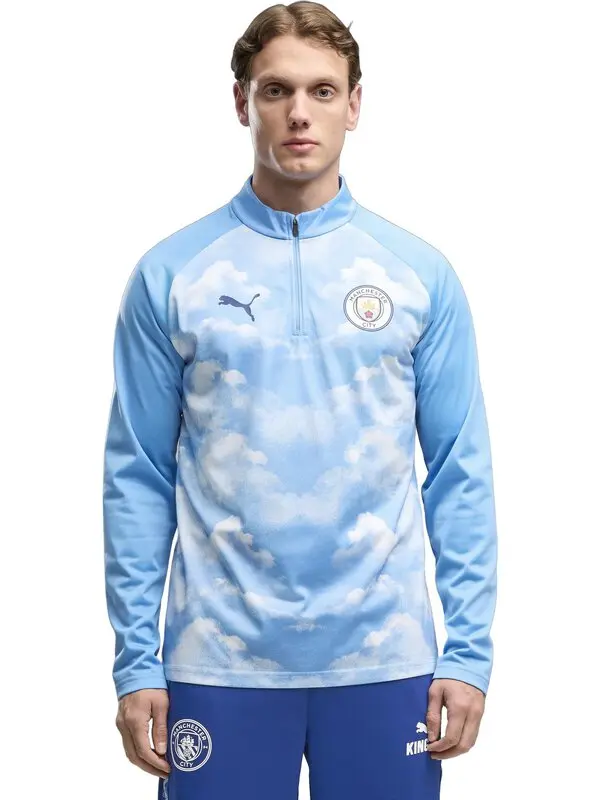 PUMA Manchester City Quarter-zip Warm-up Top - Blue
