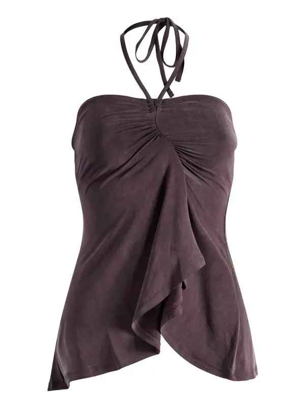 PEACHY DEN Nia Kylie Halter Top - Chocolate
