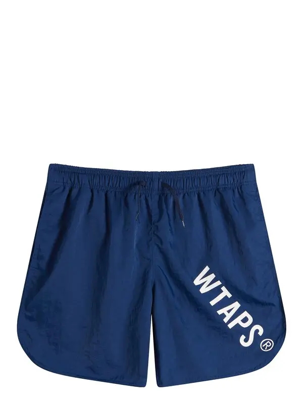 WTAPS Water-repellent Nylon Shorts With Printed Branding - Blue