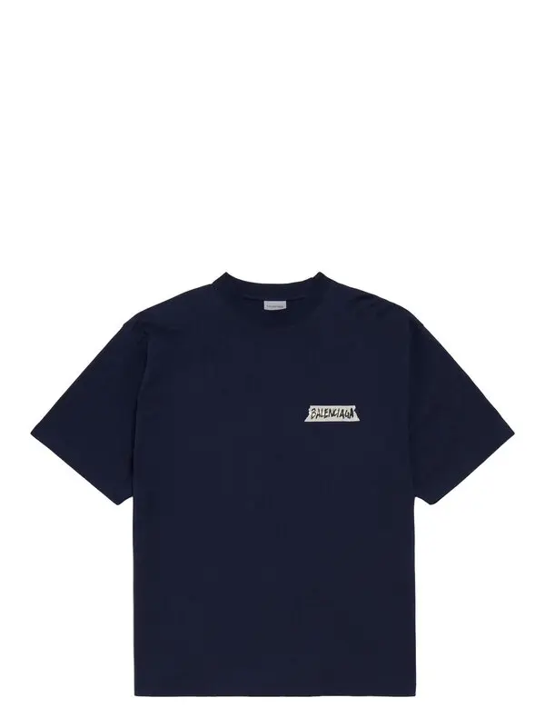 Balenciaga Masking Tape Medium Fit T-shirt - Blue