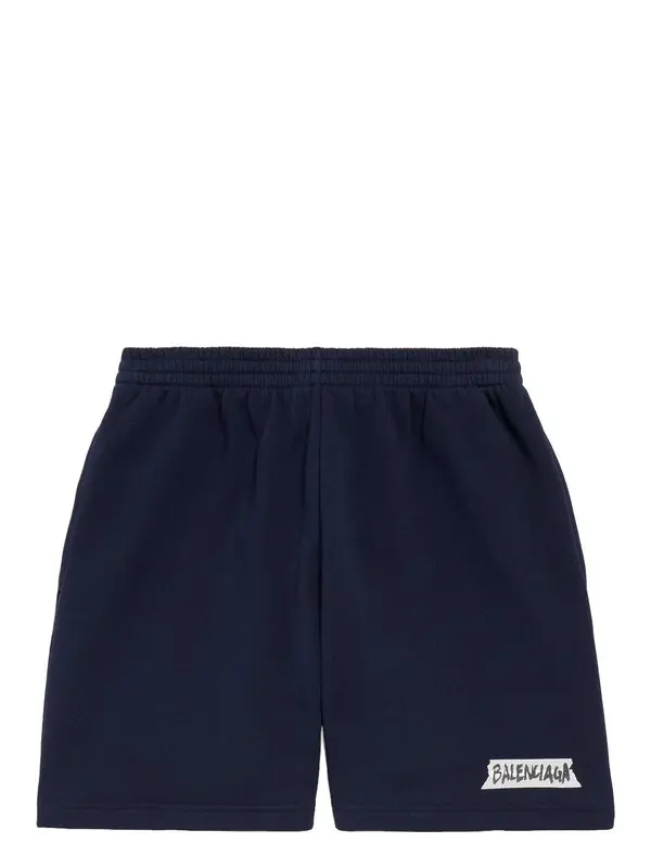 Balenciaga Masking Tape Regular Fit Shorts In Navy - Blue
