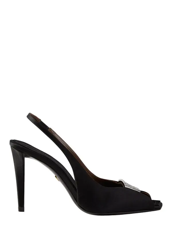 GIUSEPPE ZANOTTI La Nuit Slingback 90 Embellished Satin Pumps - Black