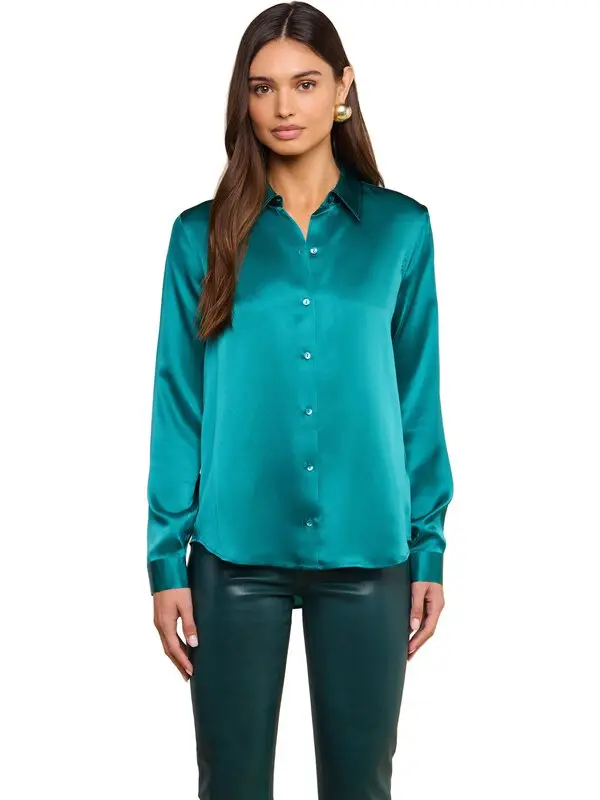 L'Agence Tyler Silk Blouse - Deep Jungle