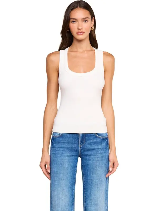 L'Agence Shania Ribbed Racerback Tank Top - White