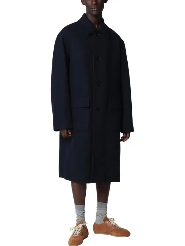 Dries Van Noten Single-breasted Wool Coat - Blue