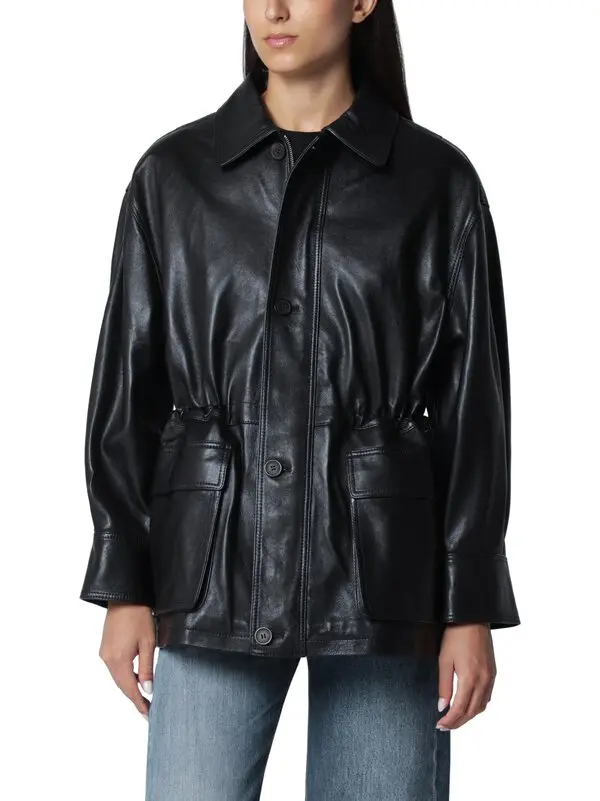 ARMA Maeve Leather Drawstring Jacket - Black