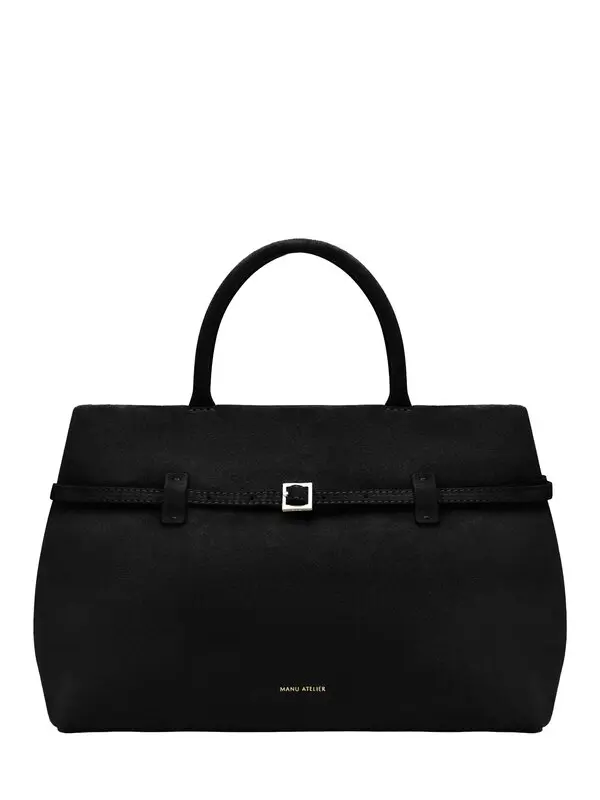 Manu Atelier Le Cambon 35 Suede Top-handle Bag - Black