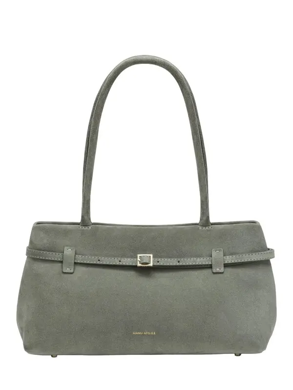 Manu Atelier Suede East West Shoulder Bag - Green