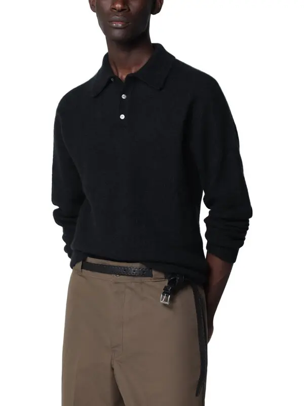 ROBERTO COLLINA Cashmere Polo Jumper - Black