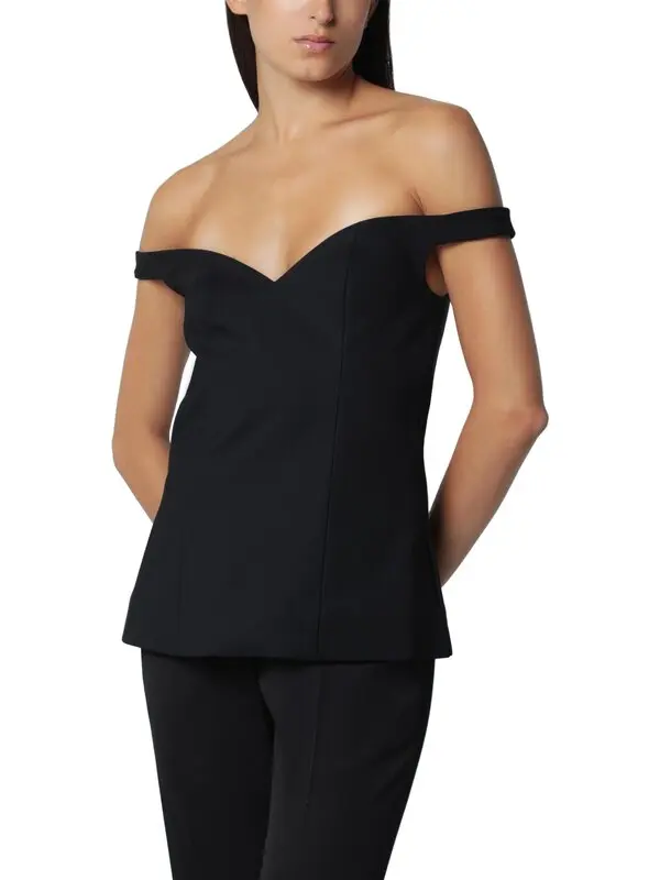 RÓHE Off-the-shoulder Sweetheart Neckline Top - Black