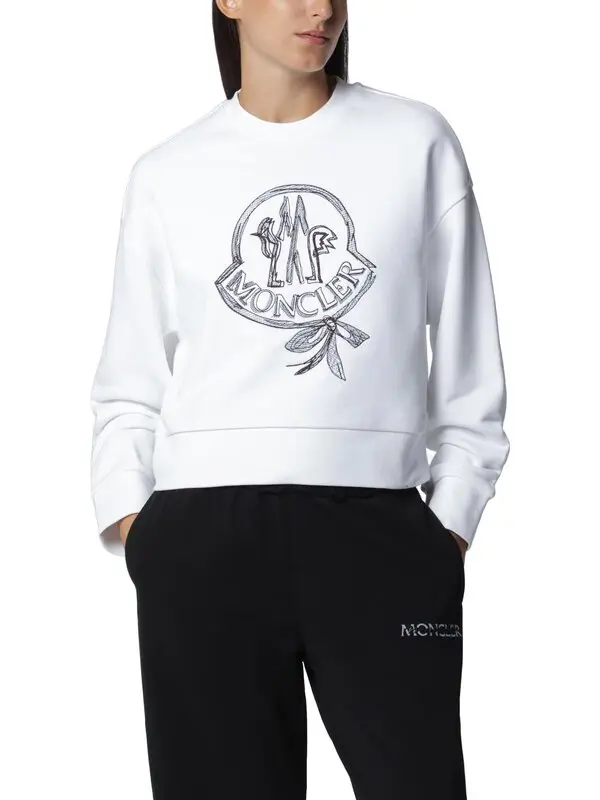 Moncler Embroidered Logo Cotton Sweatshirt - White