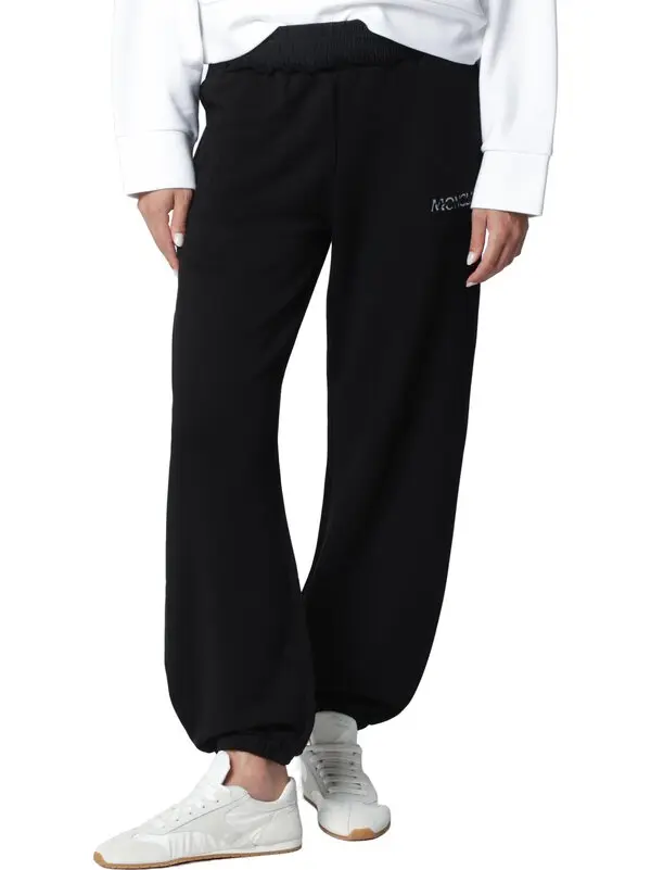 Moncler Cotton Jogger Pants With Logo - Black