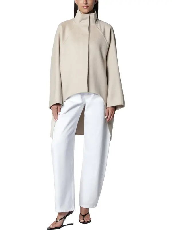 Alaïa Asymmetric Double-face Cashmere Coat - Beige