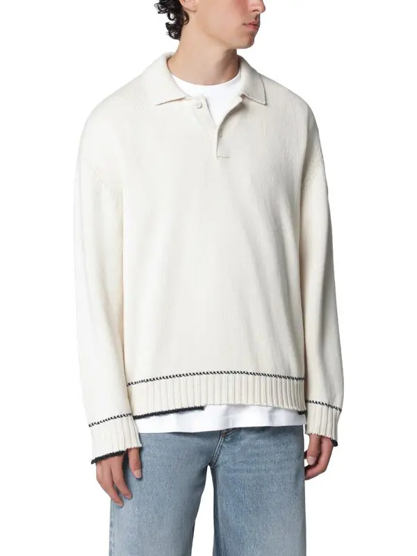 GOLDEN GOOSE Polo Rindley With Logo Print In Cotton Blend, Heritage - White