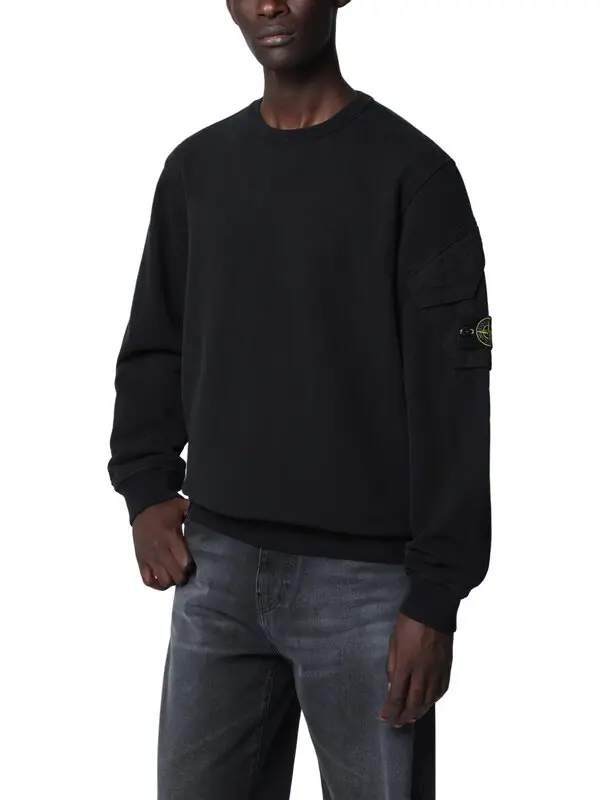 Stone Island Cotton Crewneck Sweatshirt - Black