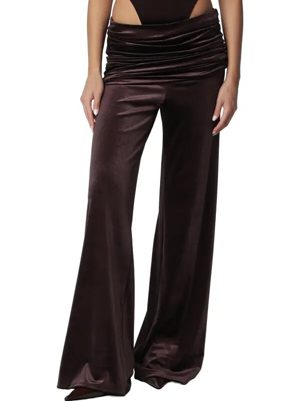 Andamane Velvet-effect Wide Leg Trousers - Brown