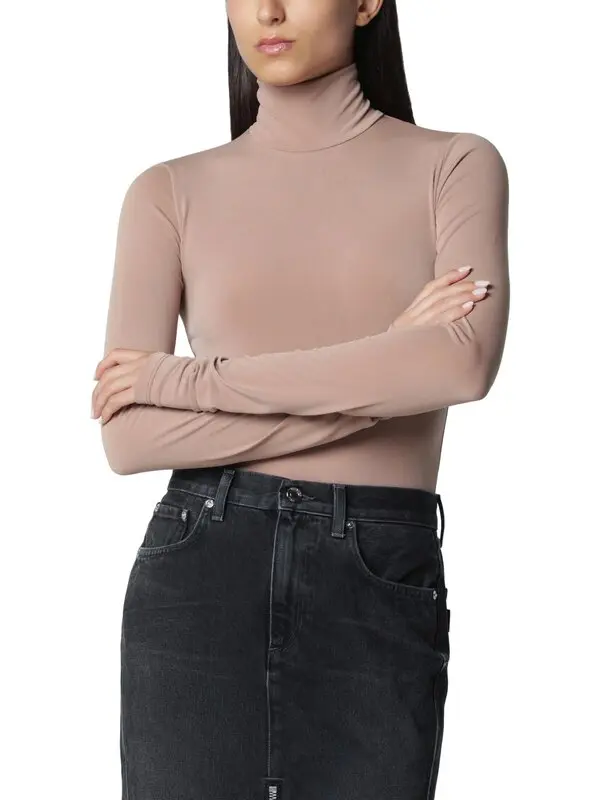 Andamane Stretch Jersey Turtleneck Bodysuit - Pink
