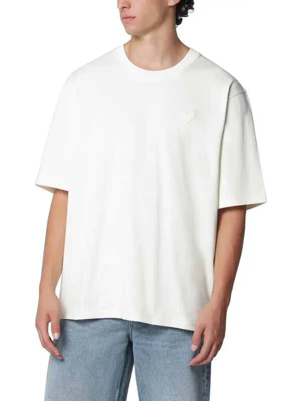 AMI Paris Ivory De Coeur T-shirt - Beige