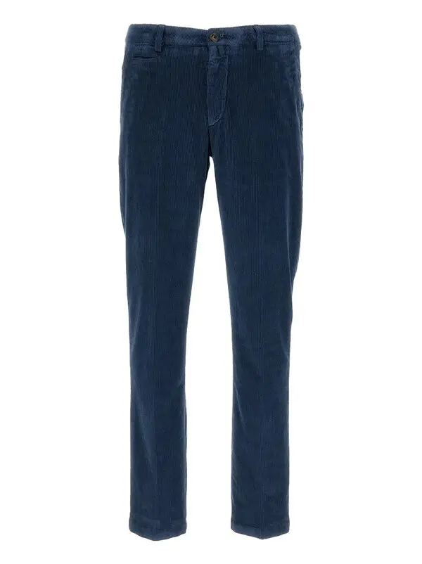 BRIGLIA 1949 Ribbed Cotton Corduroy Trousers - Blu