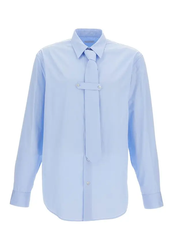 Dries Van Noten Shirt With Detachable Tie - Sky Blue