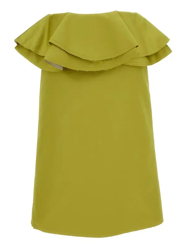Plan C Gonna Midi In Duchesse Con Volant - Verde