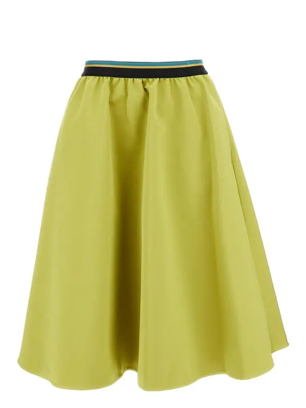 Plan C Flared Duchesse Satin Skirt - Green
