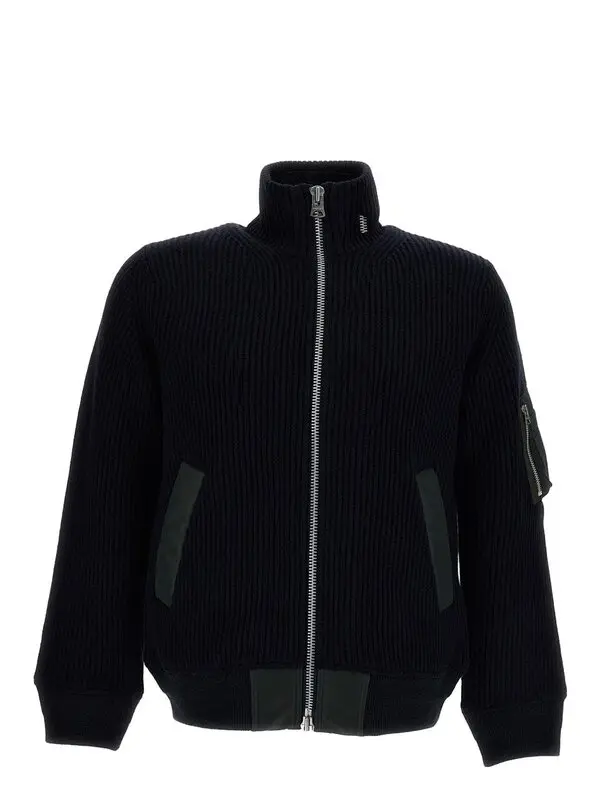 Sacai Fisherman Wool-knit Cardigan - Blue